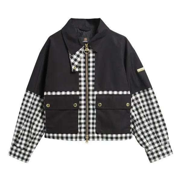 Barbour Gingham Panel Cropped Utility Jacket