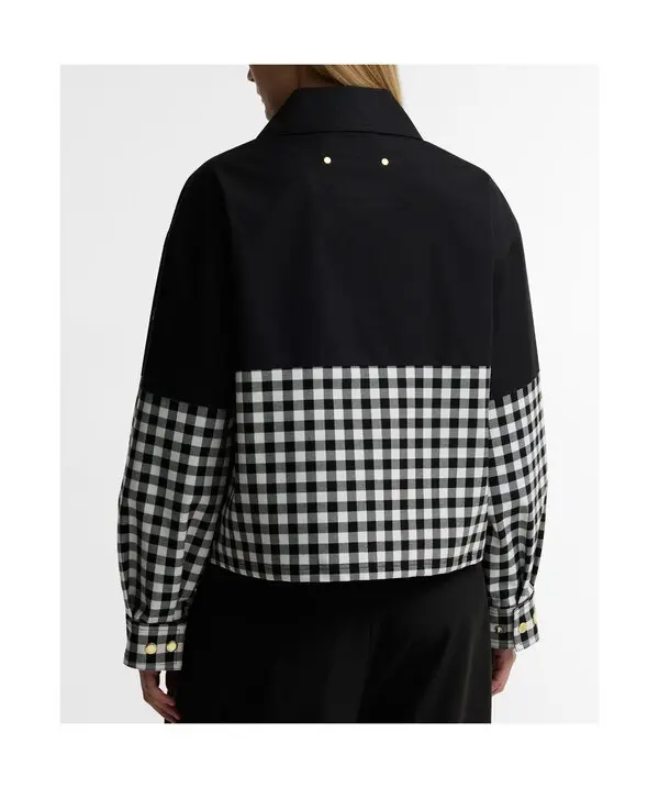 Barbour Gingham Panel Cropped Utility Jacket