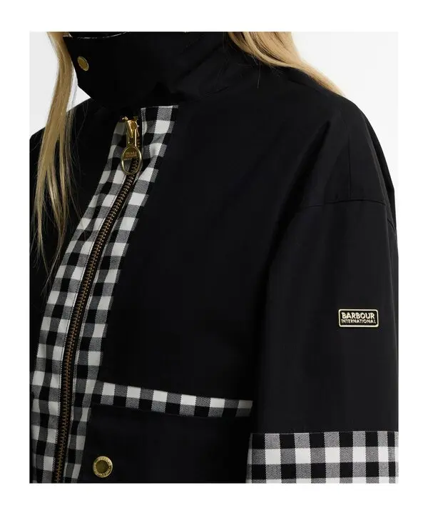 Barbour Gingham Panel Cropped Utility Jacket