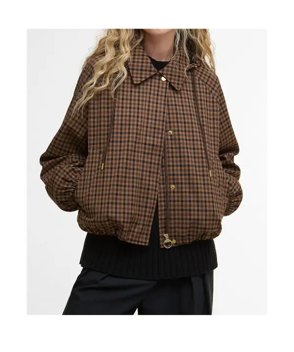 Barbour Gingham Hooded Cropped Jacket