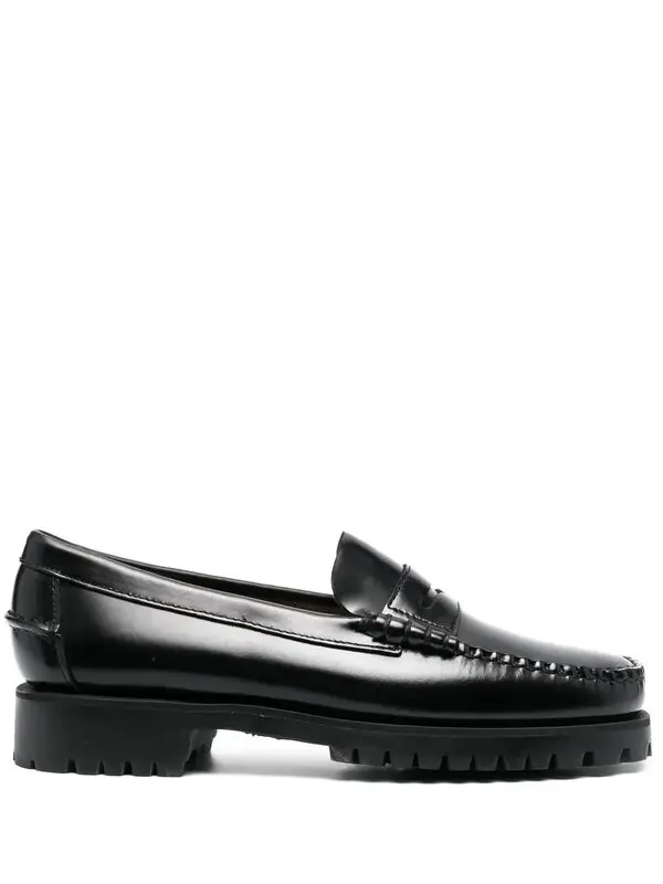 SEBAGO Leather Penny Loafer Beefroll Slip-on Moccasins - Nero