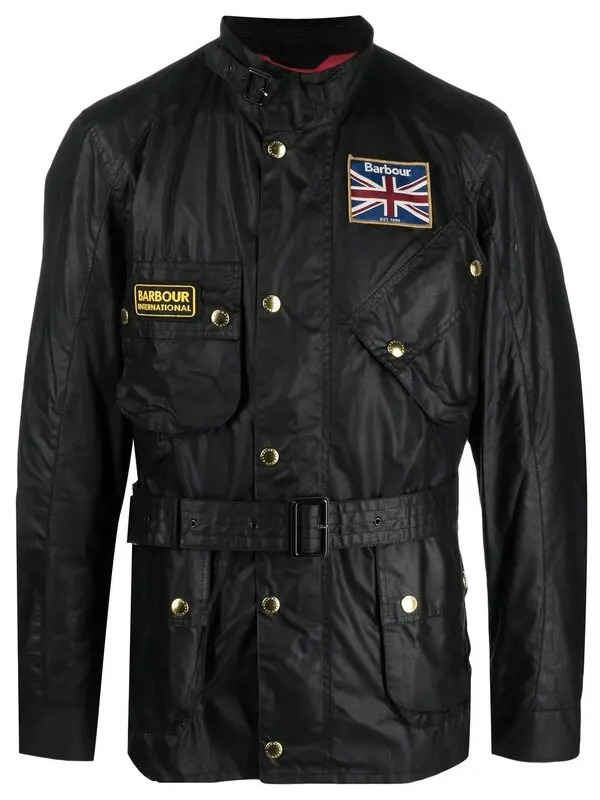 BARBOUR INTERNATIONAL High Neck Waxed Cotton Jacket - Black