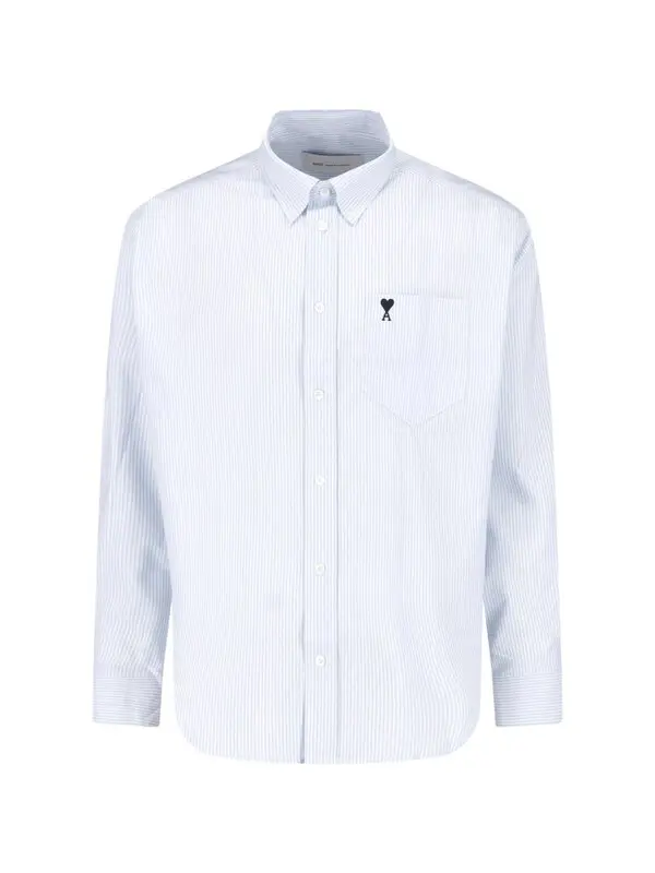 AMI Paris Striped Cotton Button-up Shirt