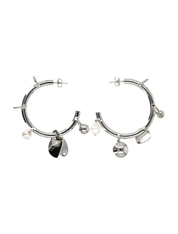 JUSTINE CLENQUET Asymmetric Heart Charm Hoop Earrings - Palladium