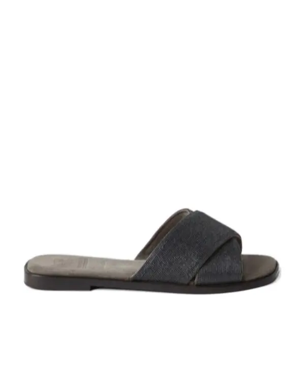Brunello Cucinelli Monili-detail Crossover Slides