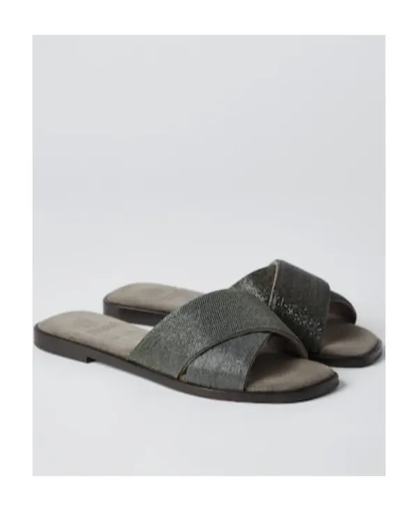 Brunello Cucinelli Monili-detail Crossover Slides