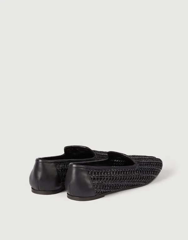 Brunello Cucinelli Techno Raffia And Calfskin Flats
