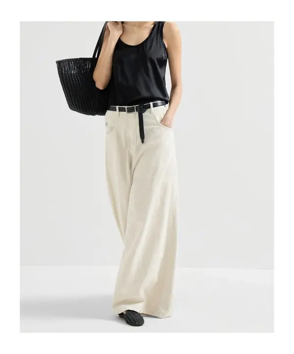 Brunello Cucinelli Techno Raffia And Calfskin Flats