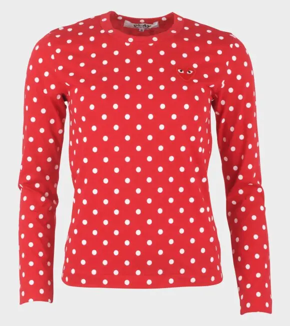 Play Comme Des Garcon Polka Dot Long Sleeve T-shirt - White