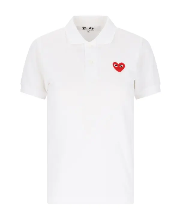 Play Comme Des Garcon Heart Logo Patch Short-sleeved Polo Shirt