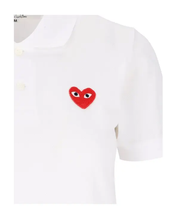 Play Comme Des Garcon Heart Logo Patch Short-sleeved Polo Shirt