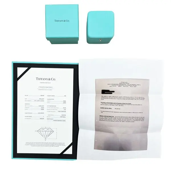 Tiffany & Co. 2.56 Ct Round Brilliant Diamond Solitaire Engagement Ring