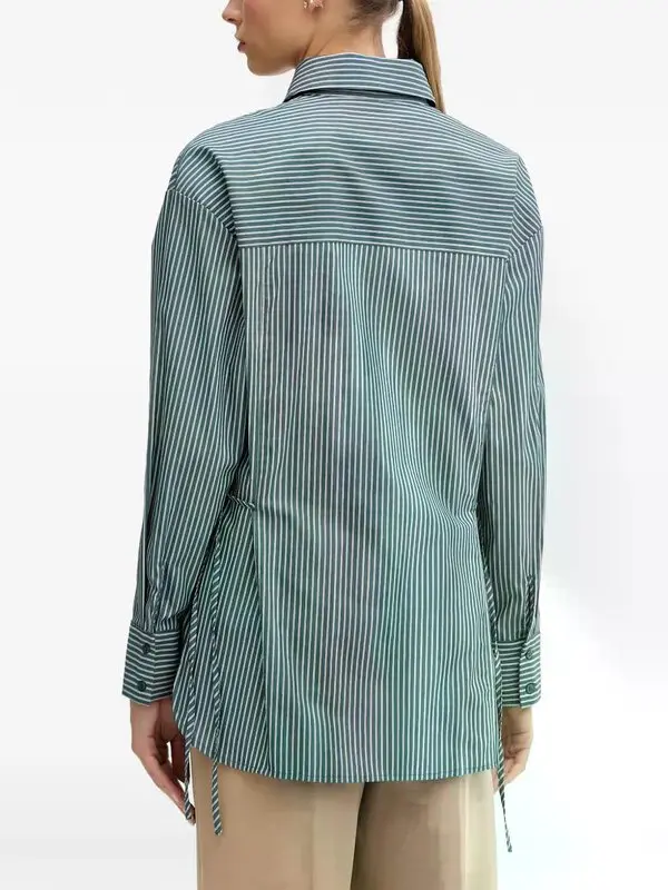 Sisley Vertical-stripe Tie-fastening Shirt