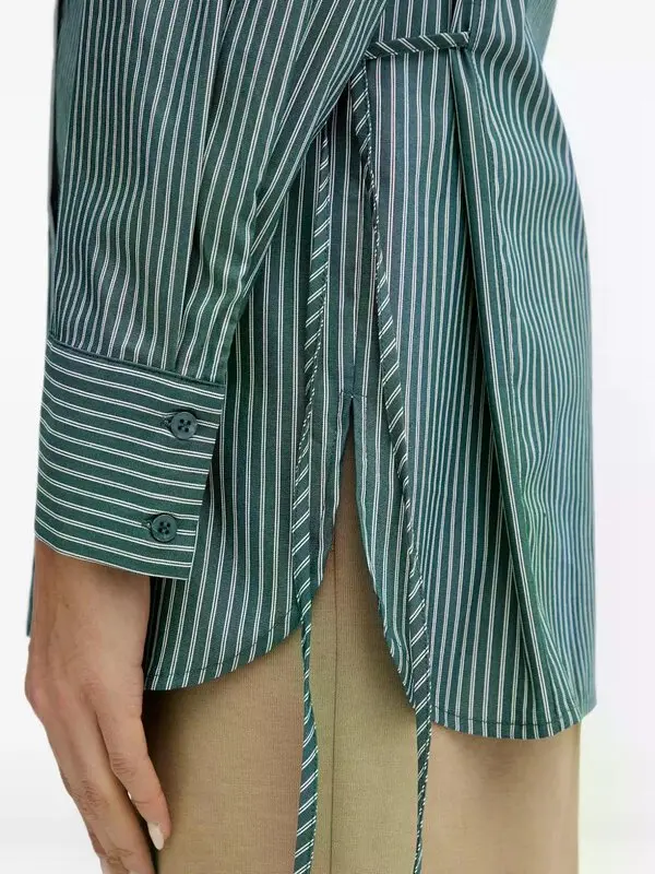 Sisley Vertical-stripe Tie-fastening Shirt
