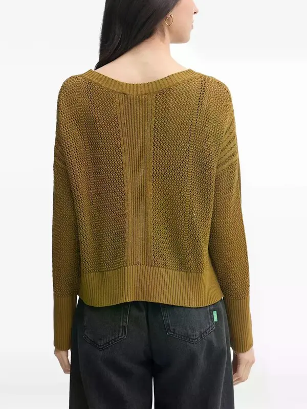 Sisley Open-knit Ribbed-trim Sweater