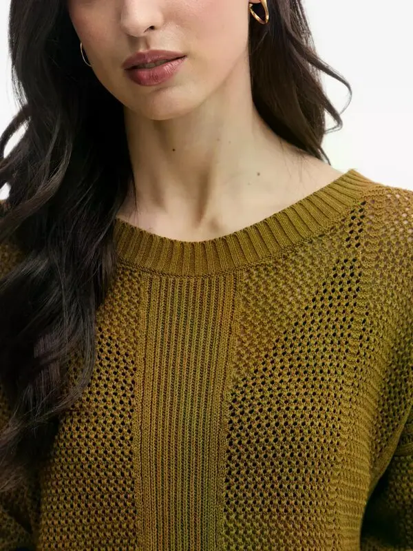 Sisley Open-knit Ribbed-trim Sweater