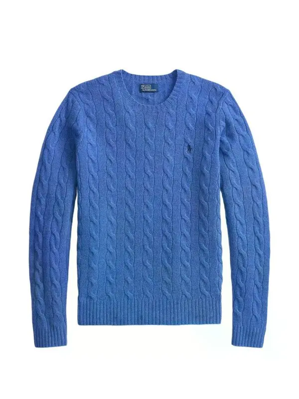Polo Ralph Lauren Logo-embroidered Cable-knit Sweater - Blue