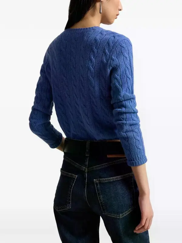 Polo Ralph Lauren Logo-embroidered Cable-knit Sweater - Blue