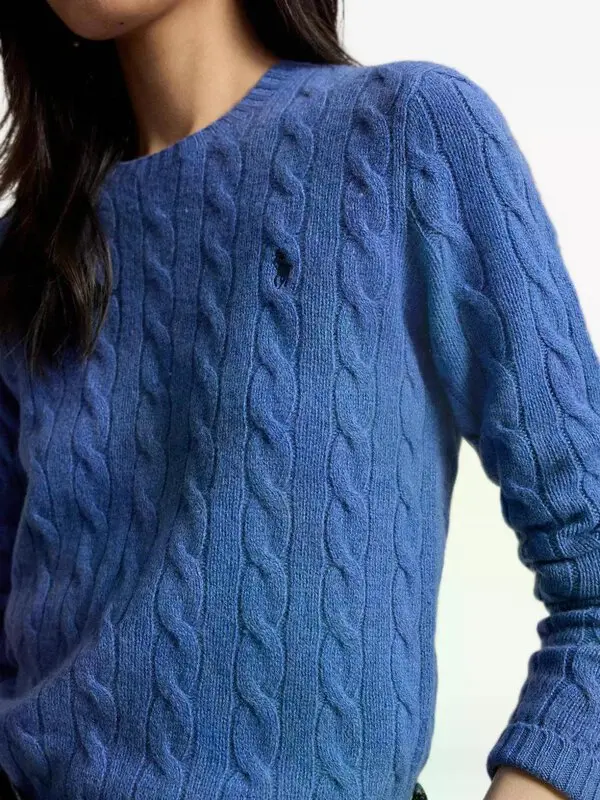 Polo Ralph Lauren Logo-embroidered Cable-knit Sweater - Blue