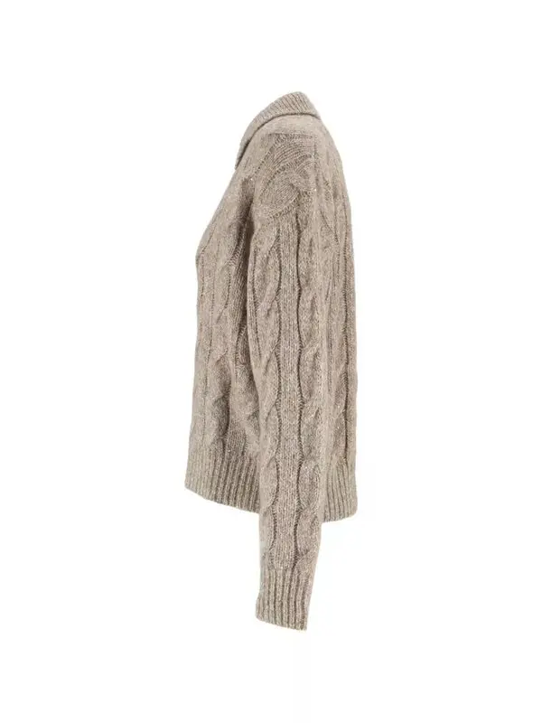 ELEH Cable-knit Sequin-embellished Sweater