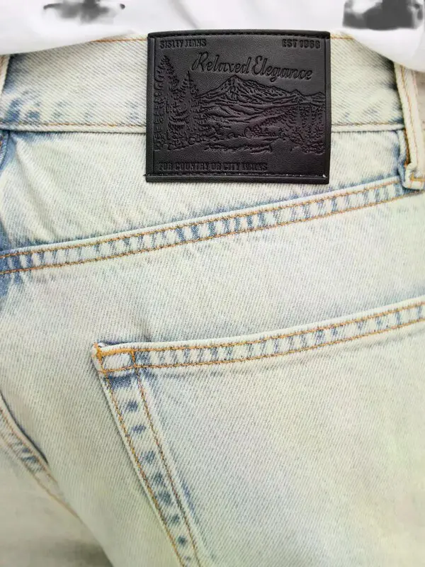 Sisley Acid-wash Logo-patch Jeans