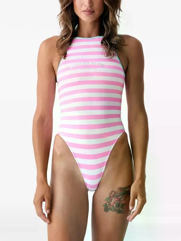 BANANA MOON Striped Logo-print Swimsuit
