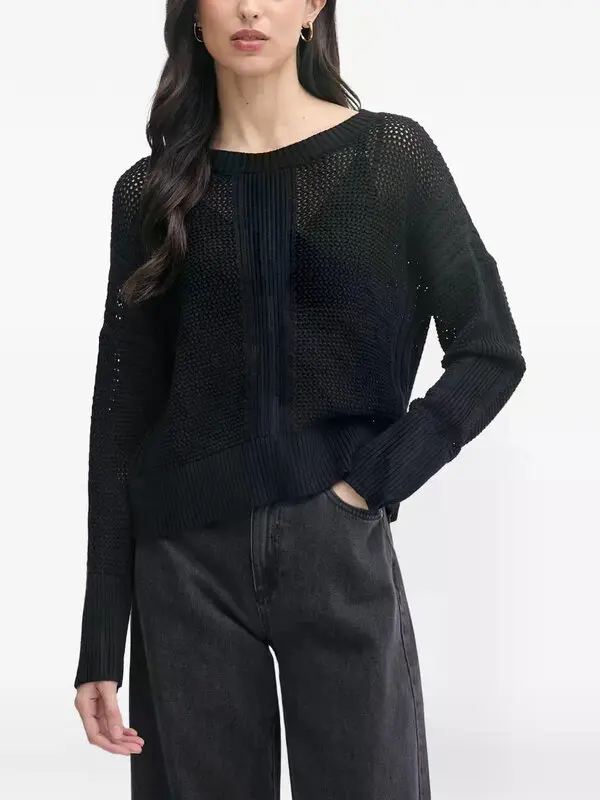 Sisley Open-knit Ribbed-trim Pullover
