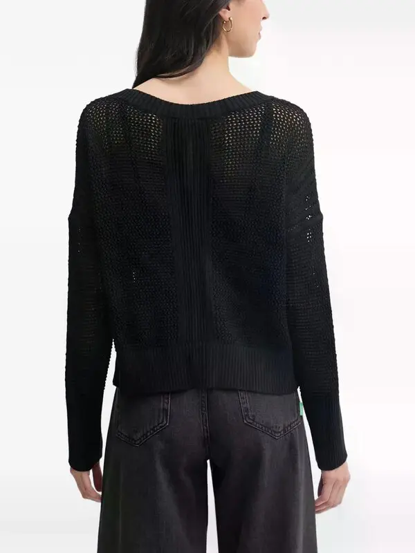 Sisley Open-knit Ribbed-trim Pullover