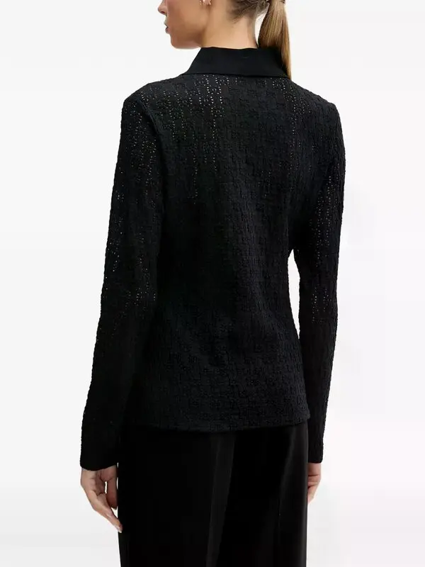 Sisley Crochet-knit Long-sleeve Polo Shirt