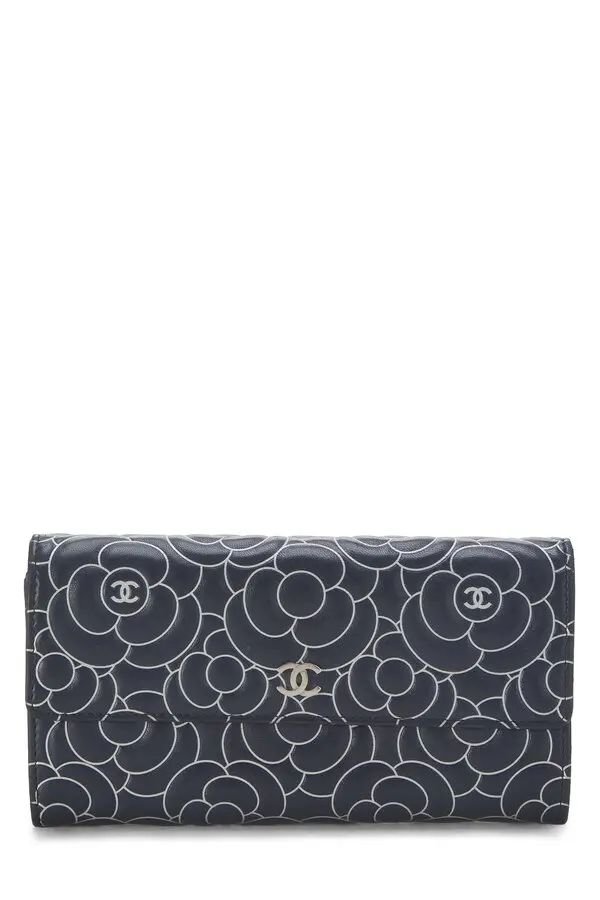Chanel Lambskin Camellia Wallet - Blue