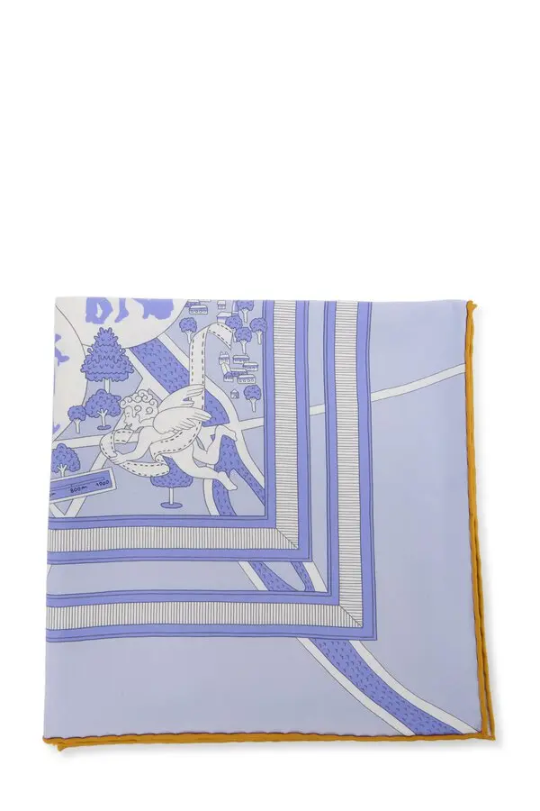 Hermès Multicolor 'les Nouveaux Amoureux De Paris' Silk Scarf 90 - Blue