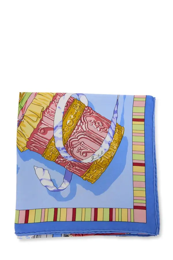 Hermès Multicolor 'prières Au Vent' Silk Scarf 90 - Blue
