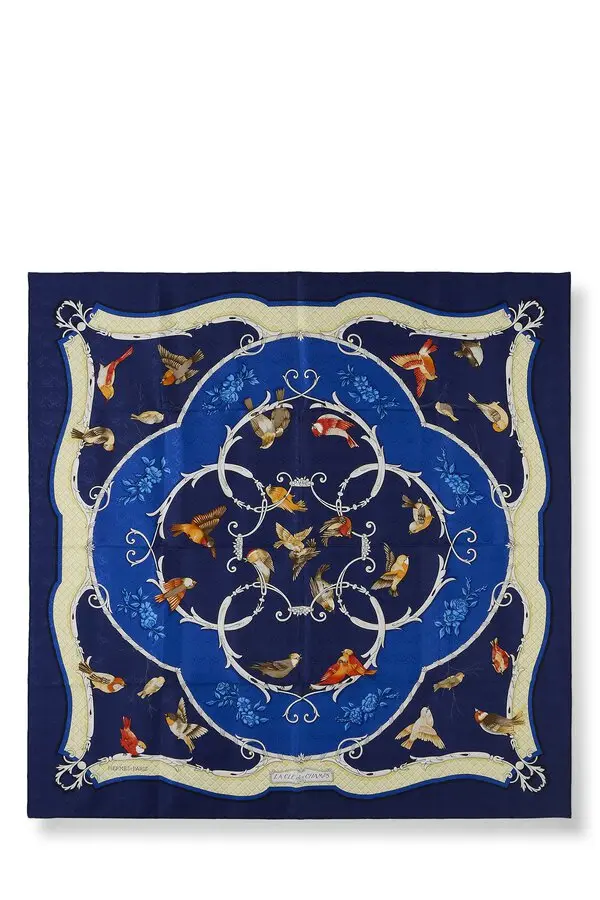 Hermès Multicolor 'la Cle Des Champs' Silk Scarf 90 - Blue