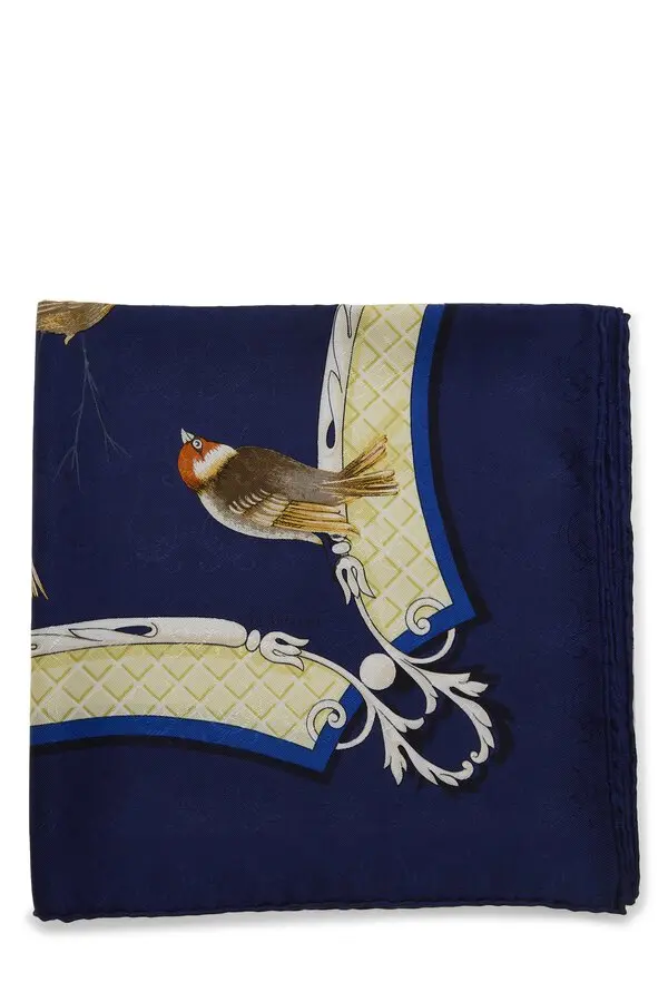 Hermès Multicolor 'la Cle Des Champs' Silk Scarf 90 - Blue