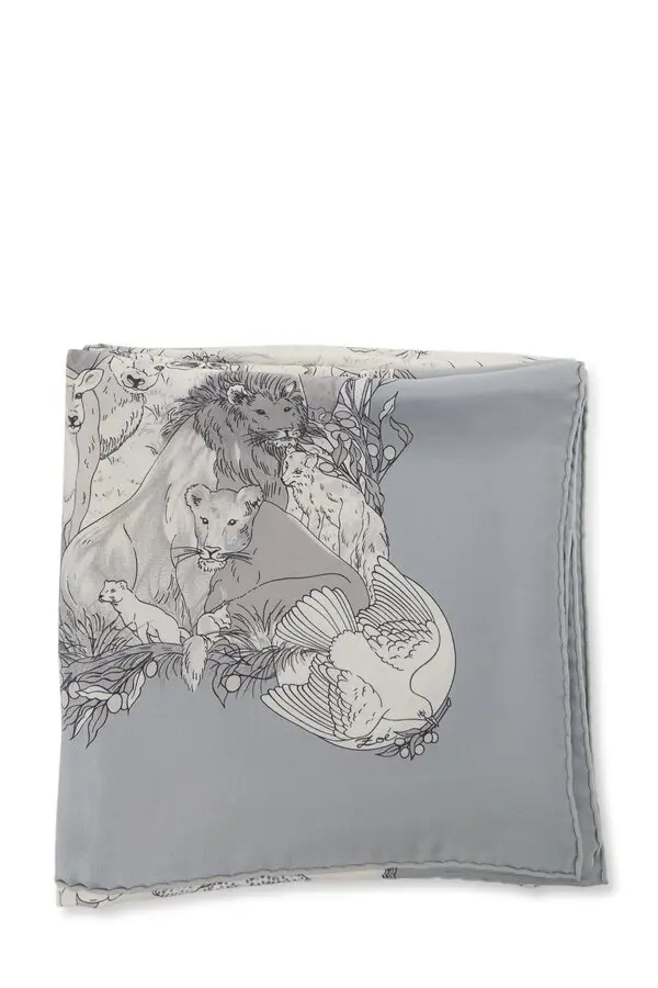 Hermès Multicolor 'après Le Déluge' Silk Scarf 90 - Grey