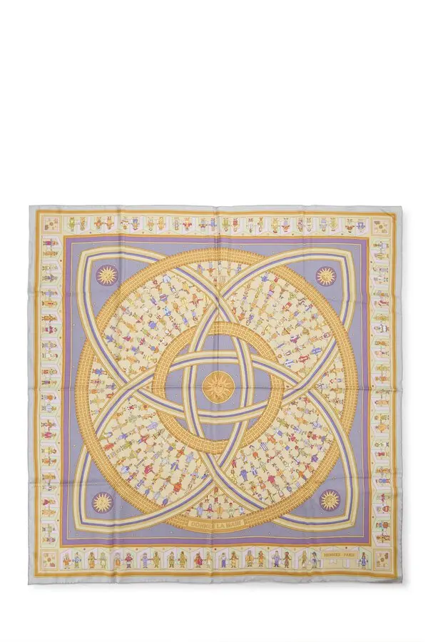 Hermès Multicolor 'donner La Main' Silk Scarf 90