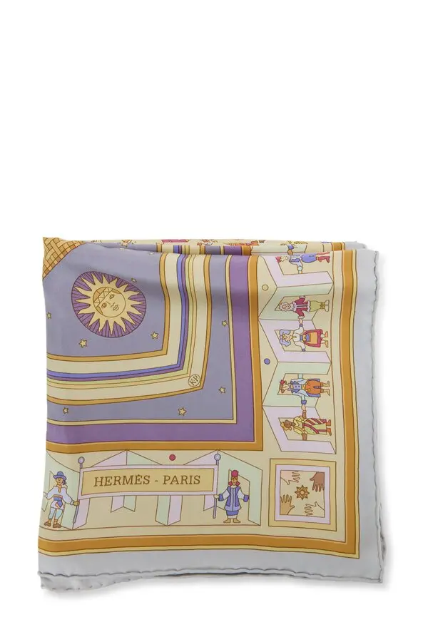 Hermès Multicolor 'donner La Main' Silk Scarf 90