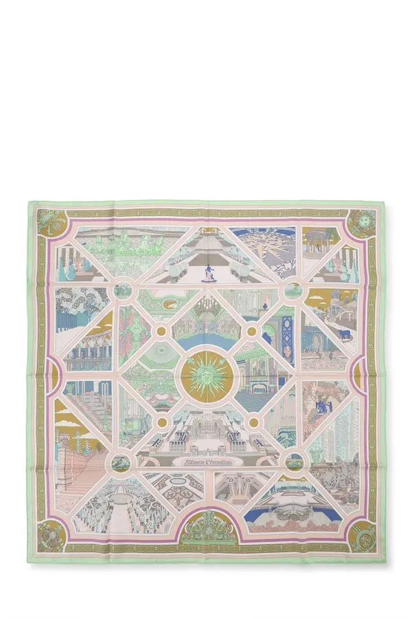 Hermès Multicolor 'flanerie A Versailles' Silk Scarf 90