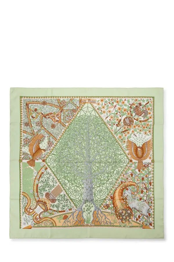 Hermès Multicolor 'axis Mundi' Silk Scarf 90