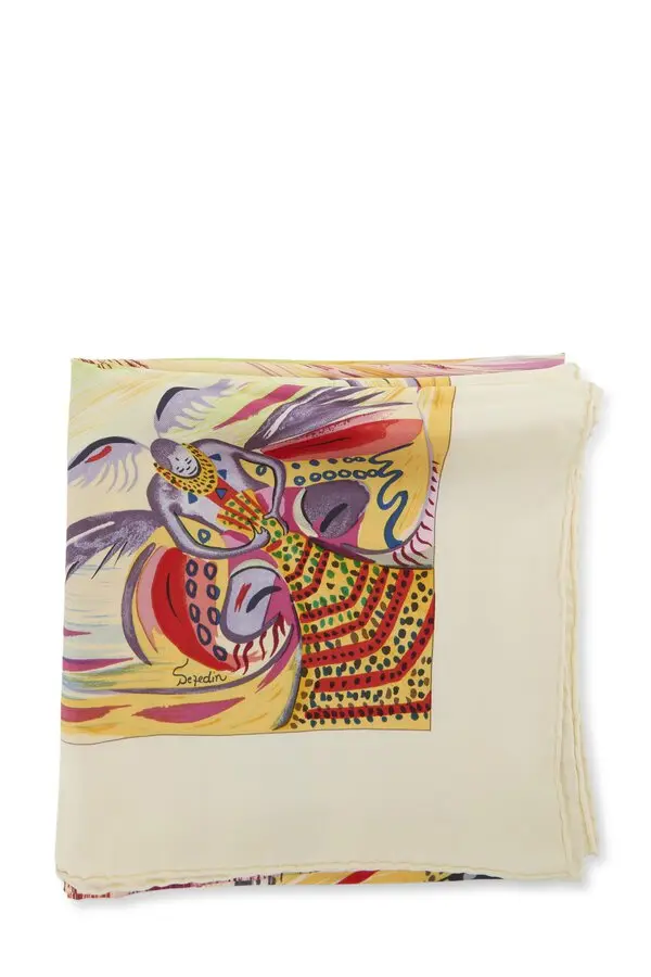 Hermès Multicolor 'les Perles De Turkana' Silk Scarf 90 - Beige