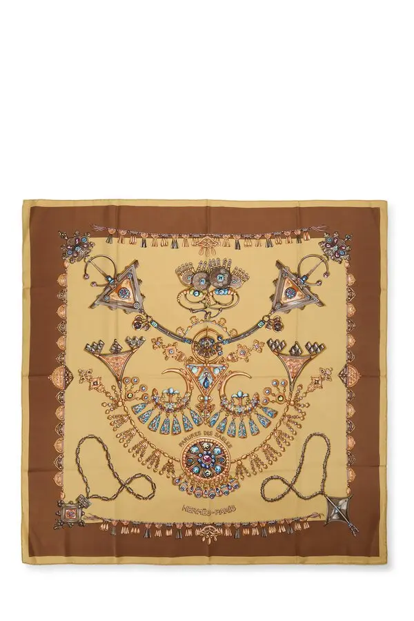 Hermès Multicolor 'parures Des Sables' Silk Scarf 90 - Beige