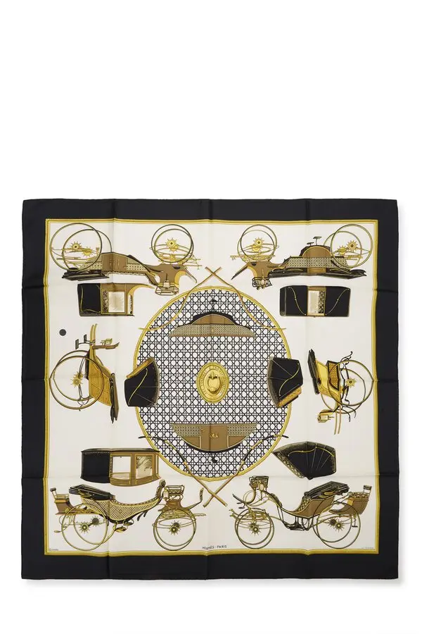 Hermès Multicolor 'les Voitures A Transformation' Silk Scarf 90