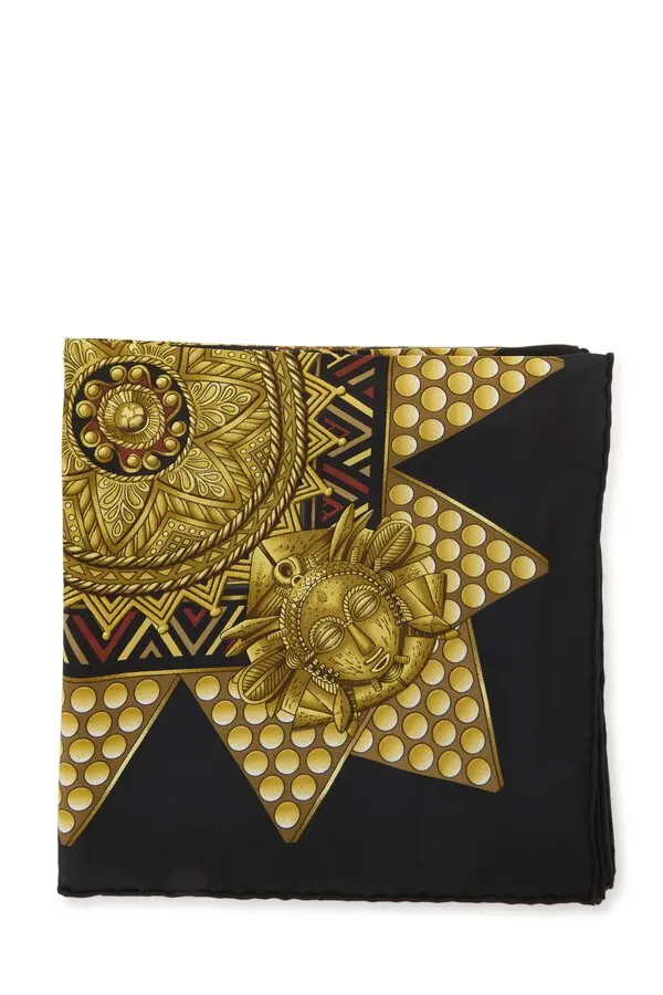 Hermès Multicolor 'l'or Des Chefs' Silk Scarf 90 - Black