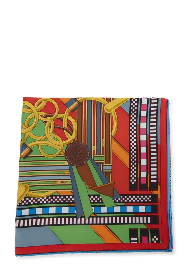 Hermès Multicolor 'brides Et Gris Gris' Silk Scarf 90