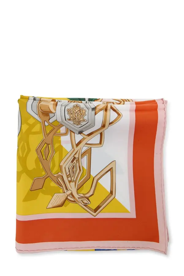 Hermès Pink & Multicolor 'brides Et Destin' Silk Scarf 90