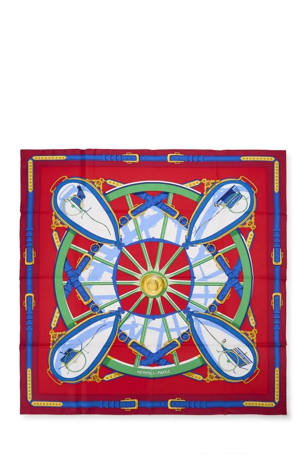 Hermès Multicolor 'chemise En Roue Libre' Silk Scarf 90