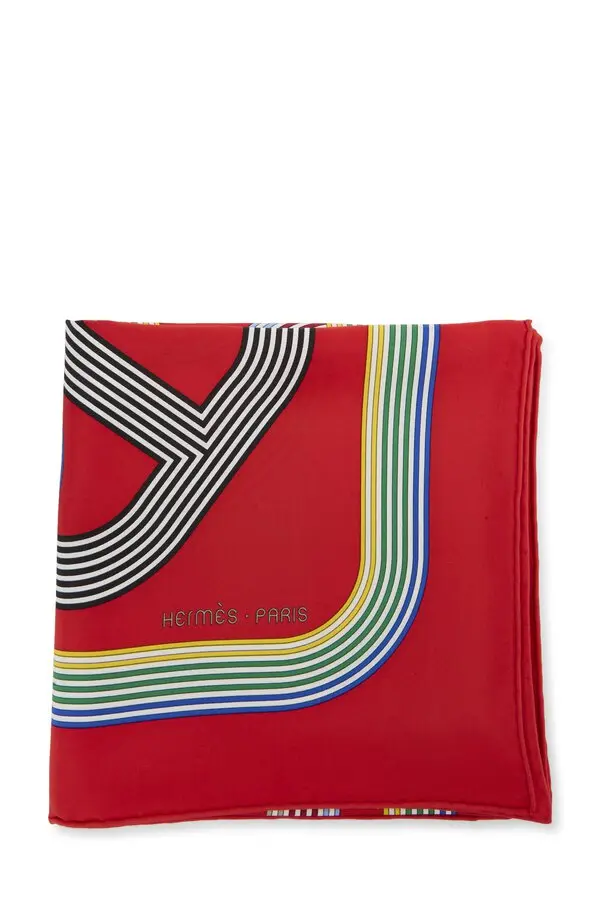 Hermès Multicolor 'circuit 24 Faubourg' Silk Scarf 90
