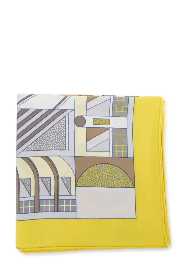 Hermès Multicolor 'a Garden Of Shapes' Silk Scarf 90 - Yellow