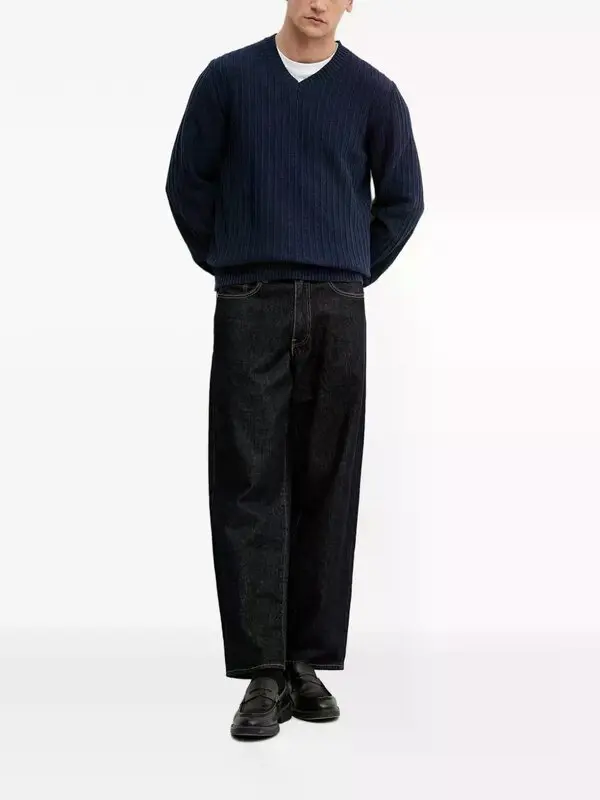 Sisley Ribbed-knit V-neck Sweater