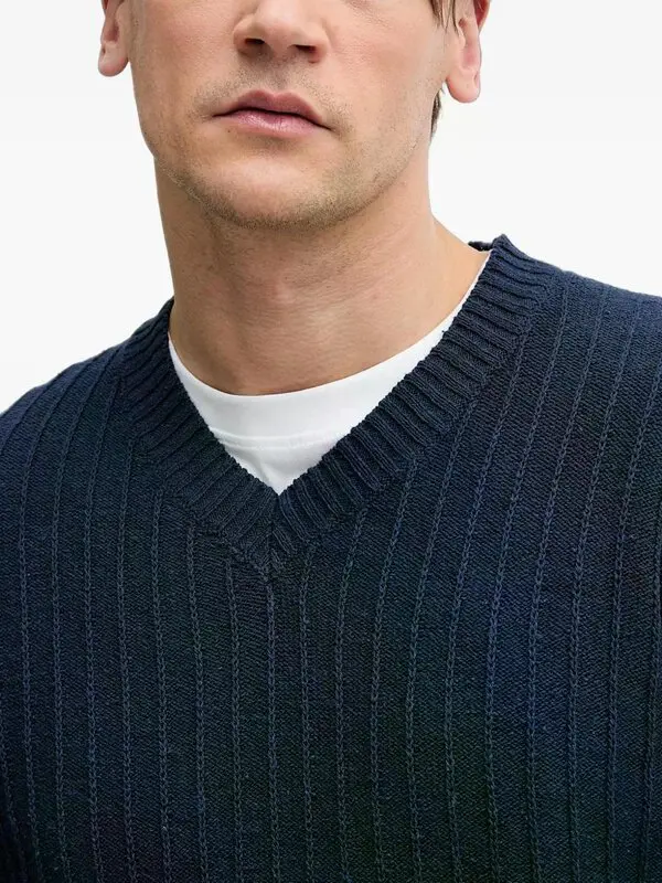Sisley Ribbed-knit V-neck Sweater